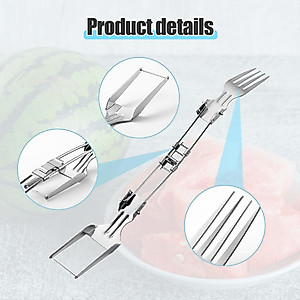 Foldable 2 In 1 Stainless Steel Fruit Cutter, 2024 Upgrated Watermelon Windmill Cutter Slicer Tool for Melon Cube, Multifunctional Fruit Fork Watermelon Cutter Knife for Kitchen Gadgets (2)