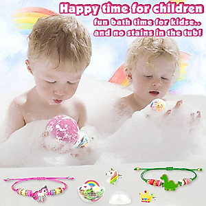 Bath Bombs for Kids with Surprise Inside 6 Large Organic Bubble Kids Bath Bomb with Bracelets and Rings Toys Safe and Natural bathbombs Easter Gifts for 4 5 6 7 8 9 Years Old Girls Birthday Christmas