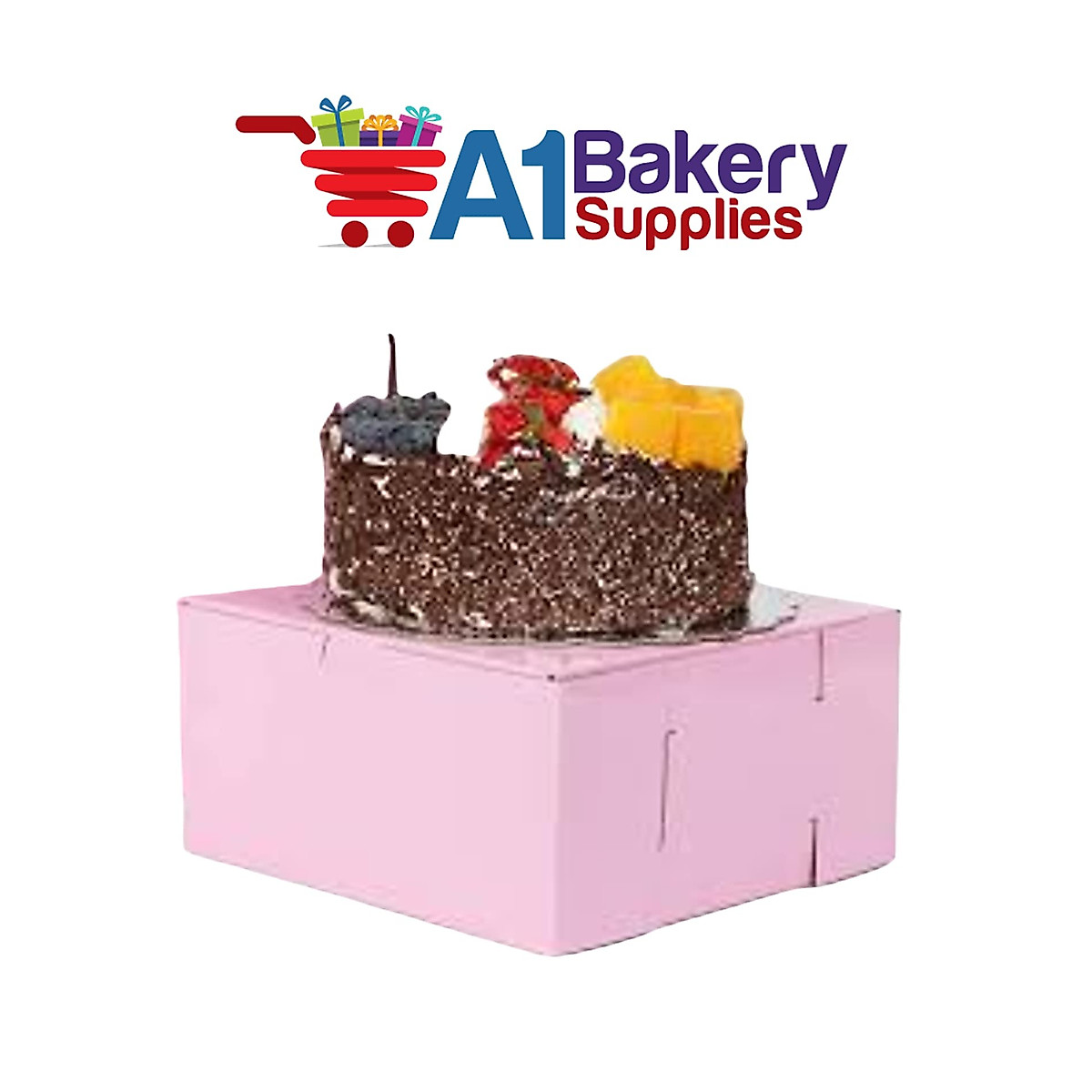 A1 Bakery Supplies Cake Boxes Cake Carry Boxes Disposable Cake boxes 10 Pack Pink 8 x 5 x 3.5 MADE IN USA