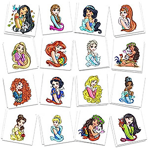 Princess Birthday Party Supplies, 32Pcs Temporary Tattoos Party Favors, Removable Skin Safe, Fake Tattoo Stickers for Goody Bag Treat Bag Stuff for Princess Girls Birthday Party Gifts