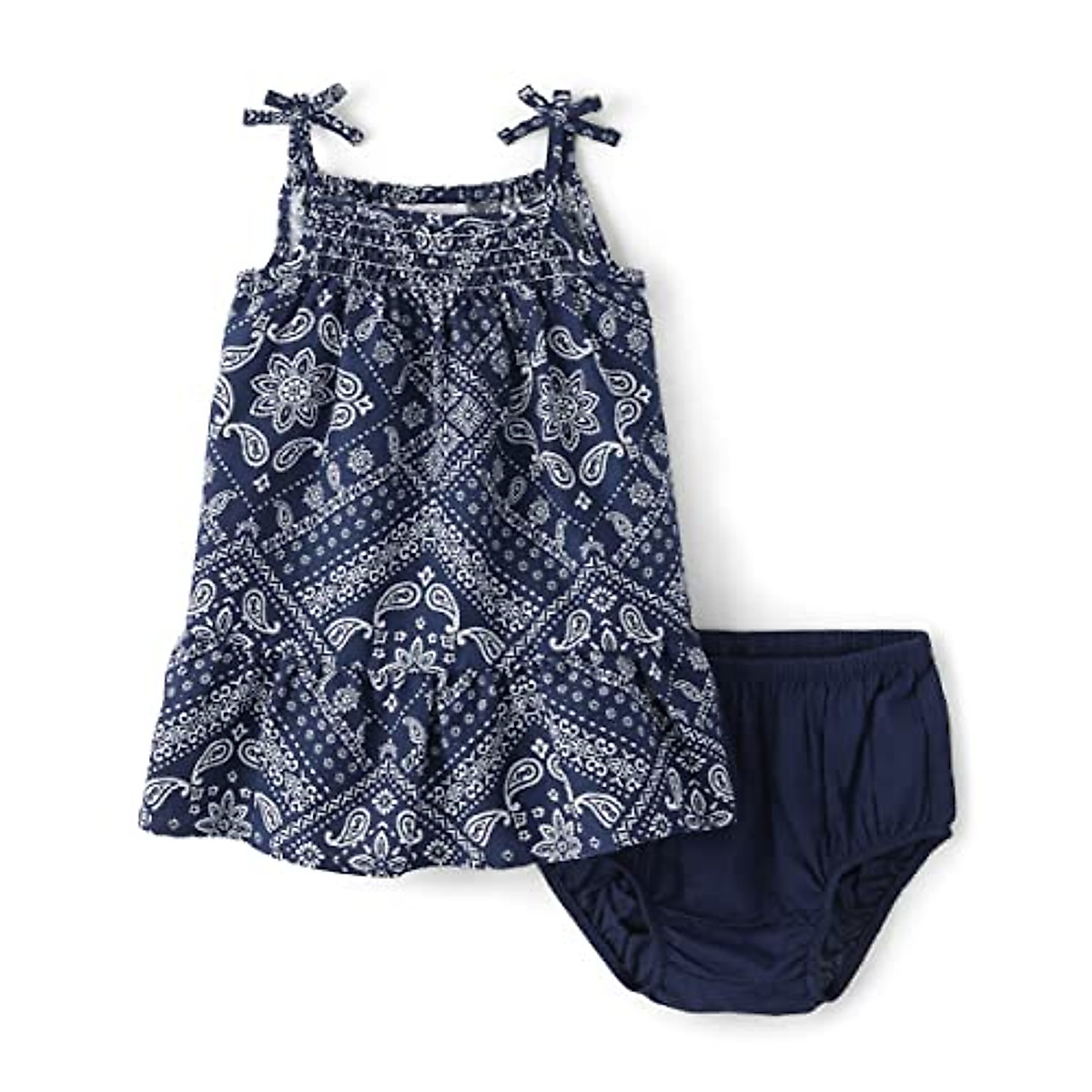 The Children's Place Baby Girls' and Newborn Dresses, Blue Bandana, 12-18 Months