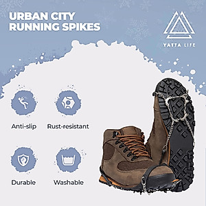 Yatta Life Urban Snow Spikes for Shoes Ice Cleats Crampons for Hiking Boots - Anti Slip Ice Gripper Spikes, Stainless Steel Cleat Crampons for Hiking, Jogging, Walking