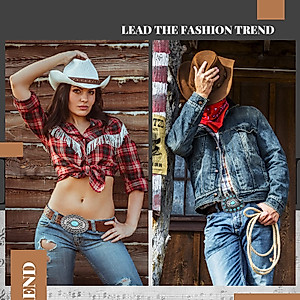 XunYee 2 Pcs Turquoise Belt Buckle Vintage Western Buckles Cowboy Cowgirl Turquoise Jewelry Western for Ladies Girls Women