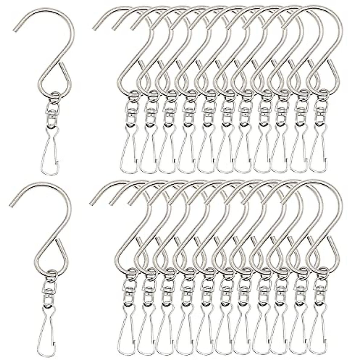 MYYZMY 24 Pack Swivel Hooks Clips for Hanging Wind Chimes, Crystal Twisters, Outdoor Ornaments Party Supply