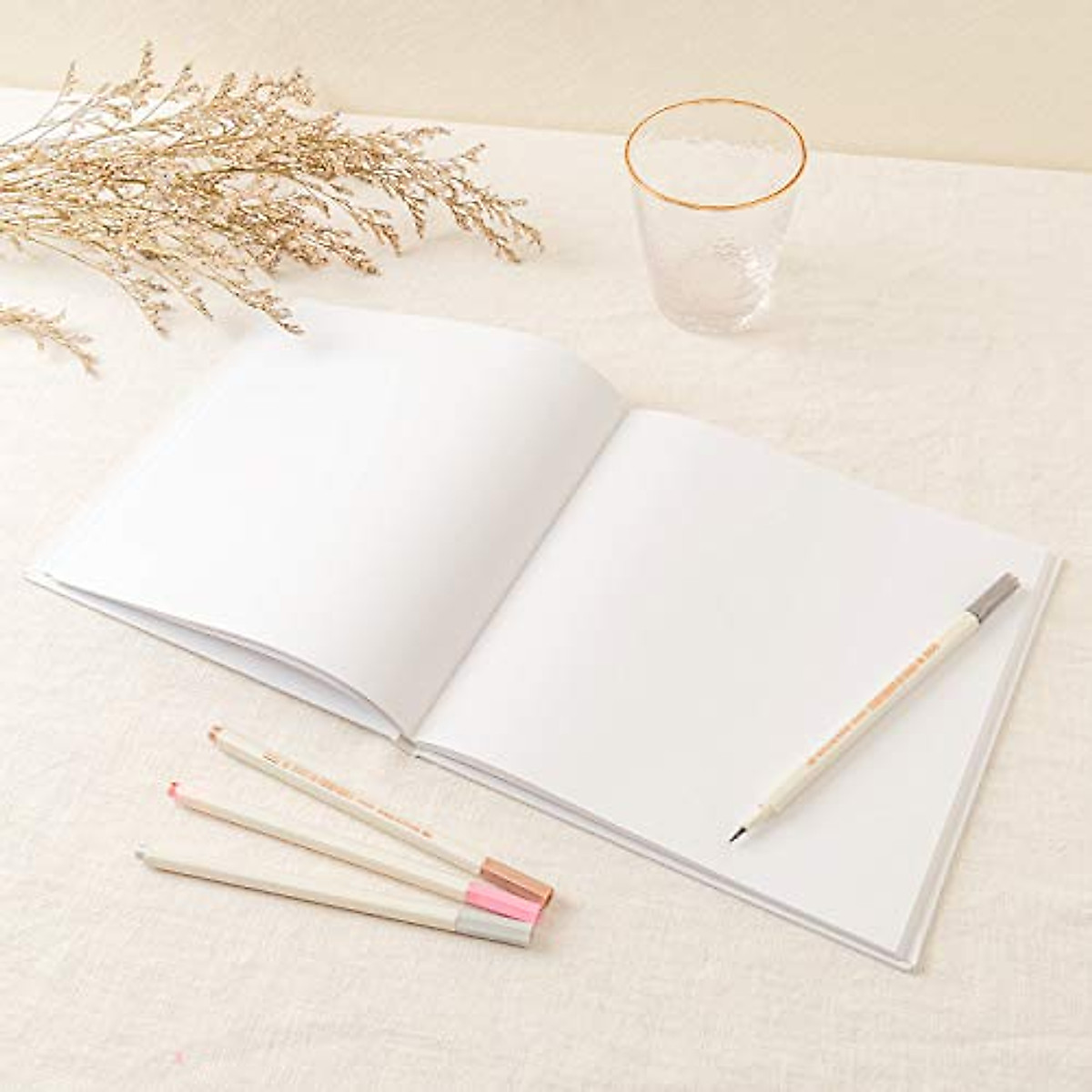 Calculs Polaroid Bridal Shower Guest Book Blank Pages Rose Gold Guest Book 8.5” Square Blank Book Hardcover Bachelorette Party Photo Album for Instant Film