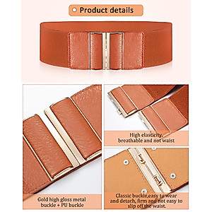 6 Pieces Women Wide Belt Elastic Cinch Waistband Stretchy Dress Waist Belt with buckle for Ladies, One Size