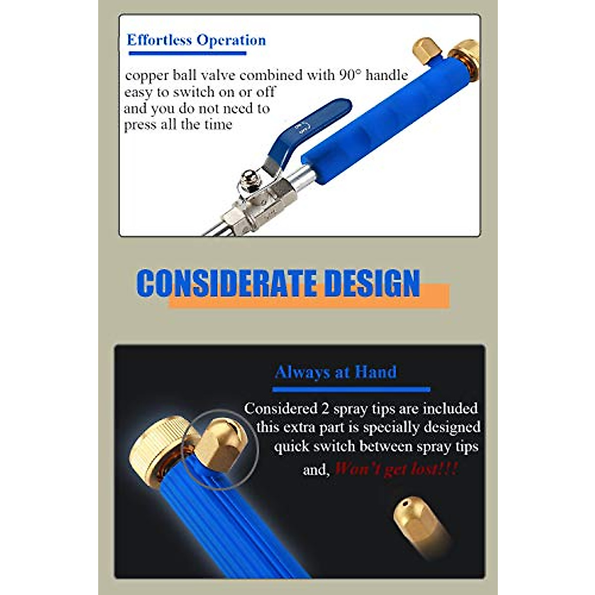 Shayee High Pressure Power Washer Wand for Garden Hose with Jet Nozzle and Fan Nozzle Hydro Jet Power Sprayer for Car Washing or Garden Cleaning Made of Durable Metal