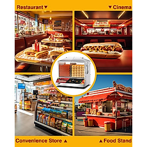 WantJoin Hot Dog Steamer Machine, 36L/38QT Electric Hot Dog Steamer with Bun Warmer, Stainless Steel Hot Dog Cabinet with Tempered Glass for 110-125 Sausages & 40-45 Buns,1200W