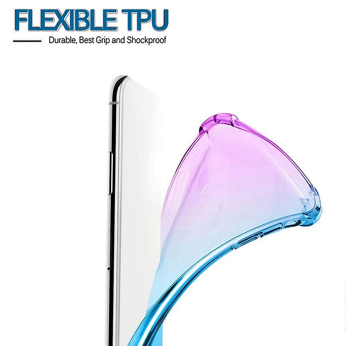 KOARWVC Case for Infinix Hot 10i Case, Smart 5 Pro PR652B X658E Case, Crystal Clear Case Gradient Slim Anti Scratch TPU Shockproof Protective Phone Cases Cover for Infinix Hot 10i (Purple/Blue)