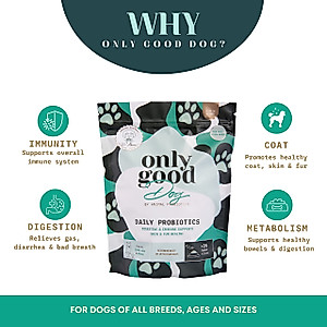 Only Good Dog Daily Probiotics for Dogs, Dog Probiotic Powder with Digestive Enzymes for Digestive Health, Gut Flora, Diarrhea, Fur & Skin Health, Immune Support - Flavorless (25 Sticks)