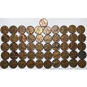 1957 D Lincoln Wheat Cent Penny Roll 50 Coins Penny Seller Very Fine