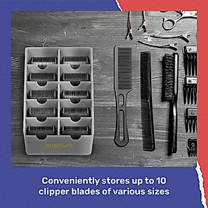 BarberMate® Blade Rack Storage Tray - Holds 10 Clipper Blades (Gray)