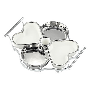 Gazechimp Snacks Basket Fruit Tray, Condiment Dish, Heart Shape Caddy Appetizer Bowl, Dessert Cake Plate Serving Platter for Wedding, Kitchen Counter, Home, 30x26.5x5cm Divided