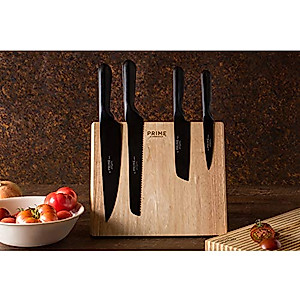 Chicago Cutlery Prime 5Pc Magnetic Wood Block Set, German MOV Stainless Steel Blades, Black, Beech