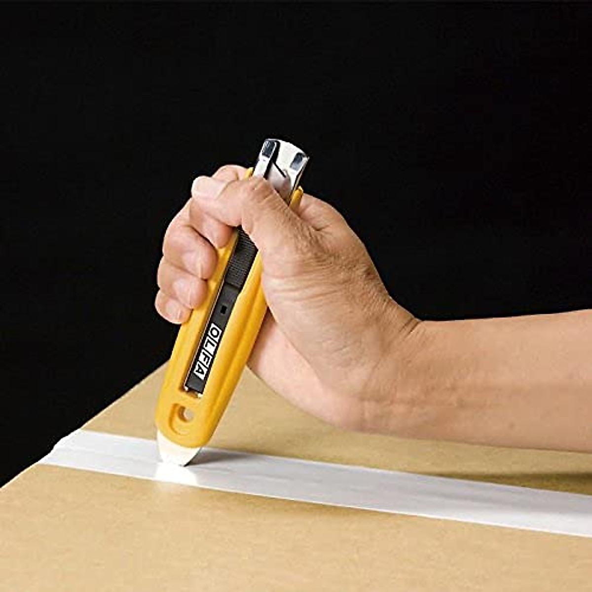 OLFA Self-Retracting Safety Utility Knife (SK-9) - Multi-Purpose Semi-Auto Box Cutter w/ Self Retractable Blade & Tape Splitter Pick, Replacement Blades: OLFA SKB-2, SKB-2S, RSKB, & HOB Safety Blades