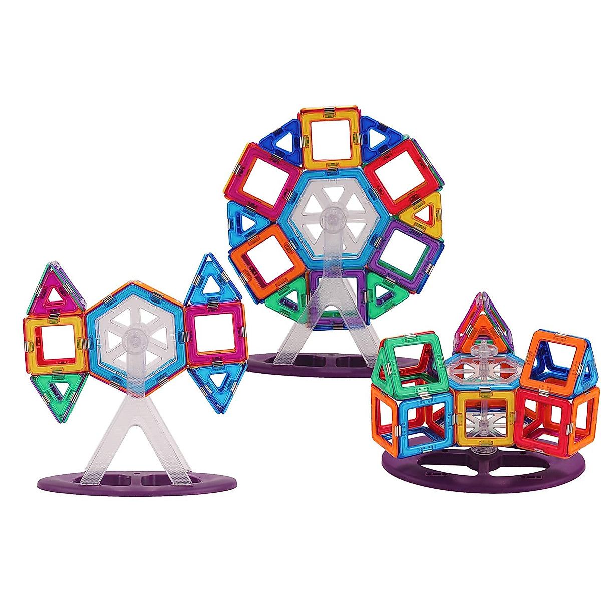 Dreambuilder Toy 162 Pieces 2nd Generation Magnetic Tiles Magnet Building Blocks with car Set and Educational Cards, Super Large Building Blocks Game Set