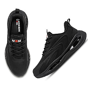 LARNMERN Steel Toe Shoes Men Breathable Work Sneakers Safety Lightweight Comfortable Tennis Shoe Indestructible Sneaker(9.5 Men, Black)