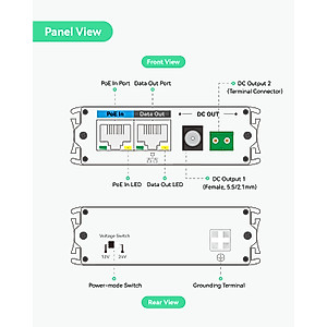 LINOVISION Industrial Gigabit POE+ Splitter with DC12V/DC24V/ POE 24V Output, Wide Voltage Input, IEEE802.3af/at POE to DC Power Supply for Security Cameras, Access Control Systems