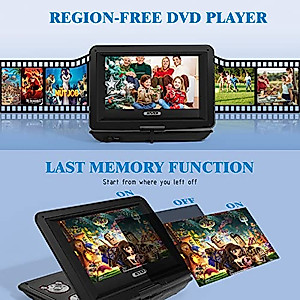 SQQBZZ 12.5" Portable DVD Player with 10.5" Swivel Screen, High Volume Speaker，Black