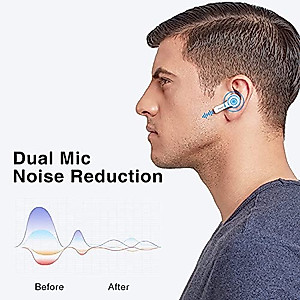 Padmate Bluetooth Headphones True Wireless Earbuds with 4 Mics CVC8.0 Noise Cancelling Earphones with Charging Case in-Ear Headset Touch Control Sport TWS 30H Playback Waterproof IPX6 Pamu T6C White