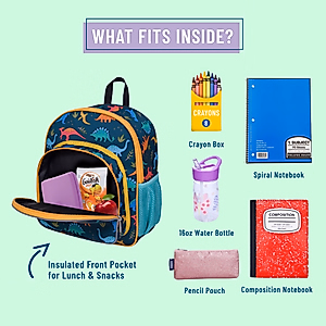 Wildkin 12 Inch Backpack Bundle with Insulated Lunch Bag (Jurassic Dinosaurs)