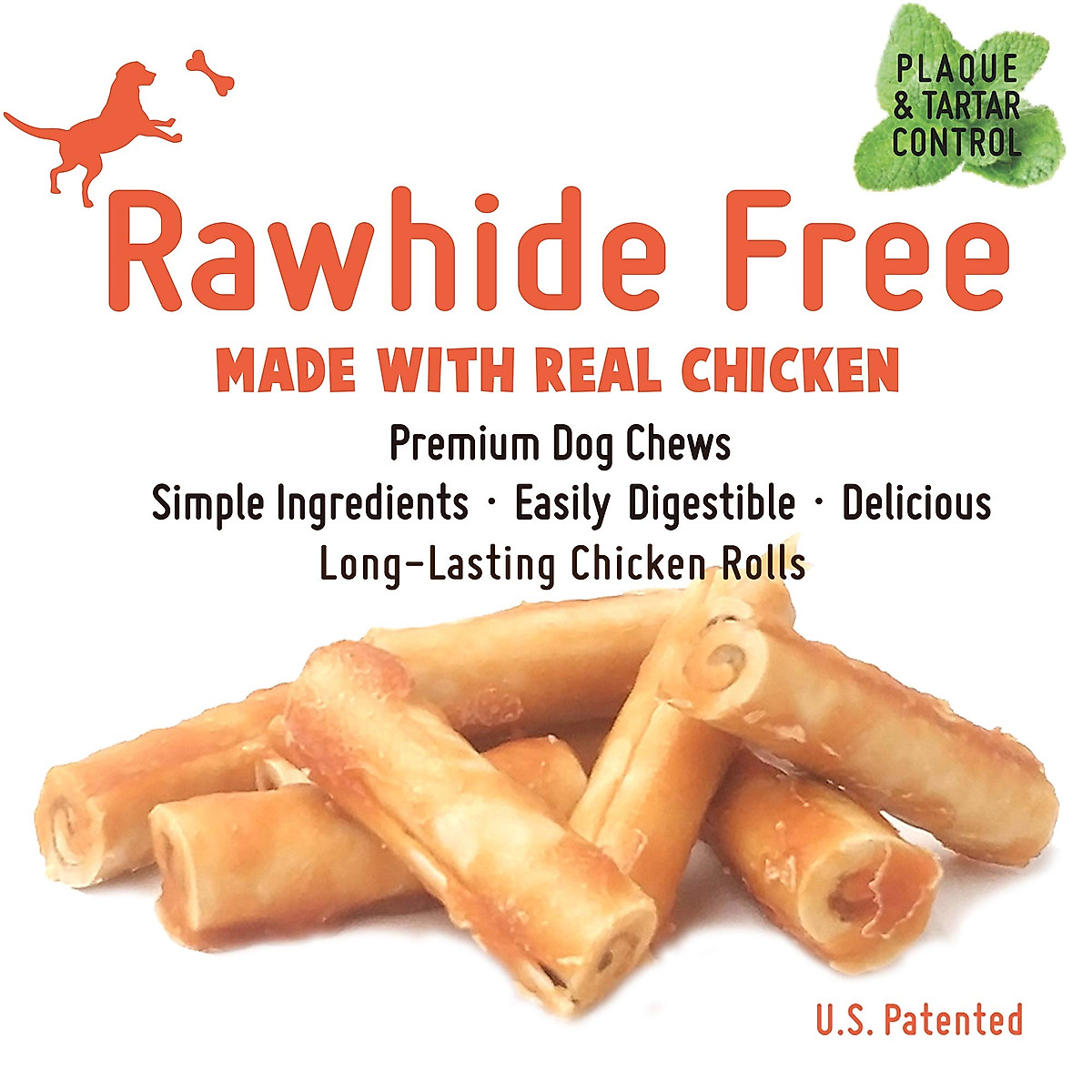 LuvChew Gluten Free Rawhide Free Dog Chew Chicken Rolls Mini 2.5" for Small Dogs 10 pcs/Pack
