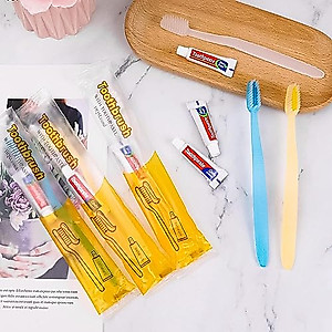 30 Pack Disposable Toothbrushes with Toothpaste, Individually Wrapped Disposable Toothbrushes Bulk Toothbrushes Medium Soft Bristle, Manual Travel Toothbrush Kit for Travel Hotel Guest, 3 Colors