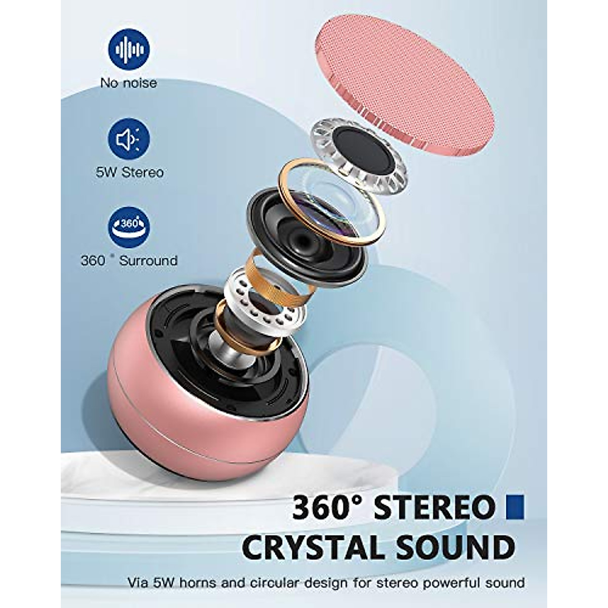 NUBWO Portable Bluetooth Wireless Speaker with Bass TWS, Bulti in Mic, 15H Playtime Small Speaker for Iphone, iPad, Mac, Tablet, Echo