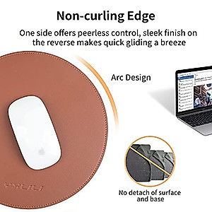 YXLILI Mouse Pad, Double-Sided Mouse Pads Small Round PU Leather Mouse Mat with Stitched Edge Waterproof Mouse Pads for Wireless Computer Mouse for Office Home Gaming Working