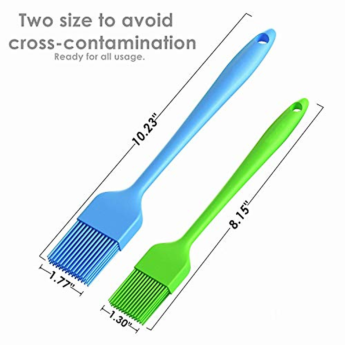 JIANYI Silicone Basting Brush, Food Grade Spread Oil Butter Sauce Marinades for BBQ Grill Baste Pastries Cakes Meat Sausages Desserts and Kitchen Baking, Cooking (Blue + Green)