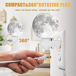 Moon Night Light, Plug in, LED Color Changing Night Light for Kids, 7 Colors Night Lights Plug in Wall, Replaceable Bulb, Moon Wall Nightlight for Children, Kids Bedroom, Hallway, Stairs, Toilet
