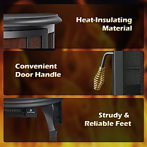 LifePlus Electric Fireplace, 25 Inch Fireplace Heater with Thermostat, Freestanding Fireplace Stove with Real & Adjustable Flame, Overheating Protection, 1500W Space Heater for Home Indoor Use