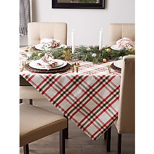 DII Jolly Christmas Tree Collection Holiday Table & Kitchen Décor, Tablecloth, 70" Round, Christmas Plaid