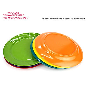 KX-WARE Melamine Plates set -10inch 6pcs 100% Melamine Dinner Plates for Everyday Use, Break-resistant and Lightweight, MultiColor