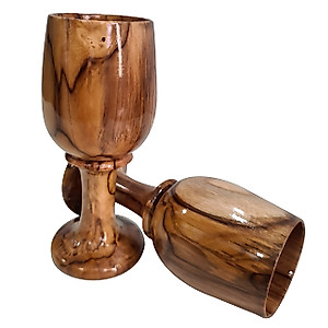collectiblesBuy Handmade Rustic Dark Brown Wooden Wine Glass Vintage Wood Goblet Drinkware Cup Set of 2