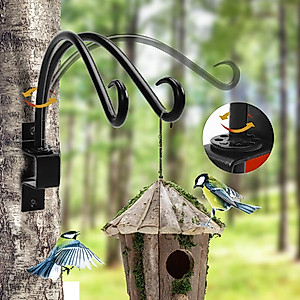 Maosen 16 Inch Swivel Plant Hangers Outdoor - 2 Pack Black Iron Plant Hanging Hook Bracket for Flowers Baskets Planter Pots Bird Feeder Lanterns Wind Chimes