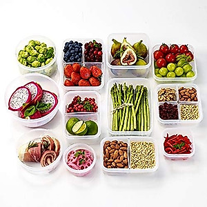 Komax Biokips Lunch Containers Set of 4 - Airtight Food Storage Containers w/ 2 Removable Compartments – BPA-Free Plastic Meal Prep Container Set - Dishwasher Safe Lunch Box Containers (30.4 oz)