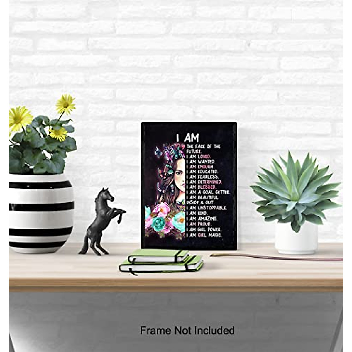 Teen Girls Bedroom Wall Art - Positive Quotes - I Am Tween Little Girls Bedroom Decor - Cute Daughter Gifts - Inspirational Sayings for Wall Decor - Positive Affirmations Wall Decor Poster 8X10