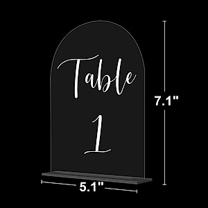 JOYIT Arch Wedding Table Numbers 1-40 with Stands – 5" X 7" Acrylic Table Signs with Clear Background White Text, Perfect Acrylic Table Numbers for Wedding Receptions, Parties, Anniversaries, and Events