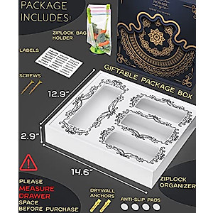 Hoshier SPECIAL LAUNCH PRICE DISCOUNT - Ziplock Bag Organizer for Drawer, Baggie Organizer for Drawer