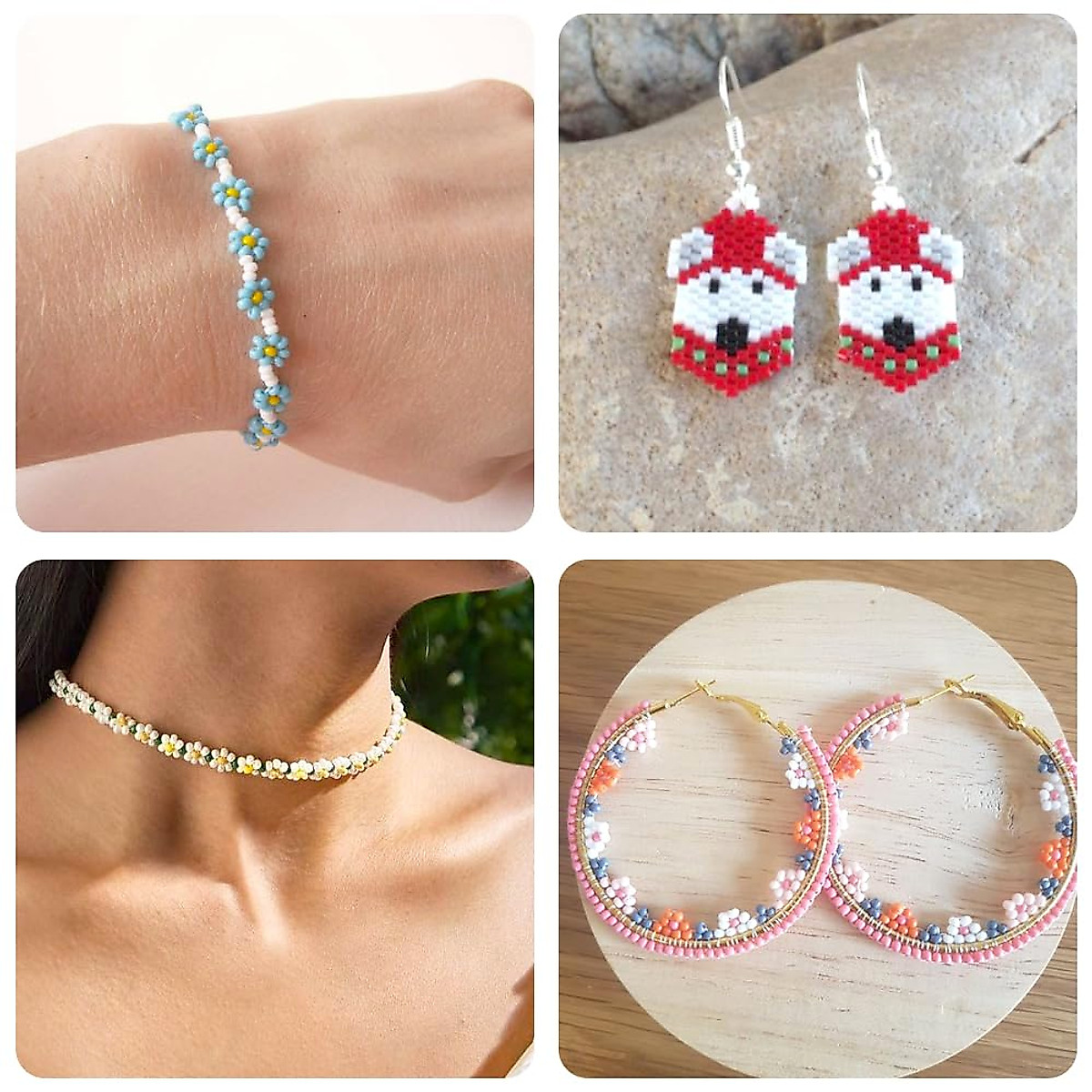 DICOBD 31200pcs 2mm Small Glass Seed Beads, 24 Color Craft Beads for Bracelets Jewelry Making and Crafts, with a Storage Box