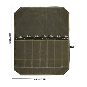 Knife Storage Bags and Rolls, Waxed Canvas Chefs Knife Carrier Holder, Cooking Knives and Utensils Wrap Bag, 7 Pockets Portable Protector Case for Kitchen Tools (Green)