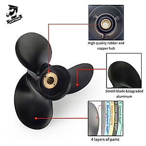 Boatman 10 1/2x13 Aluminum Outboard Boat Propeller fit Mercury Engines 25-70 Hp,13 Spline Tooth,RH,OEM NO.48-816704A45