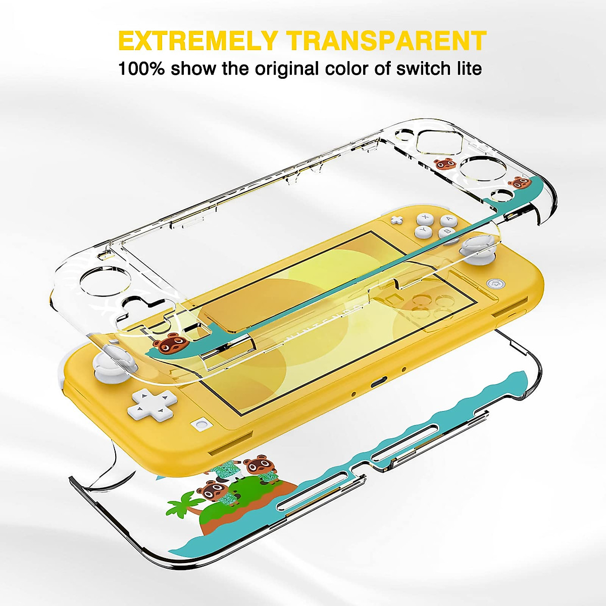 DLseego Protective Case for Nintendo Switch Lite, Hard PC Clear Anti-Shock Split Cover for Animal Crossing Design