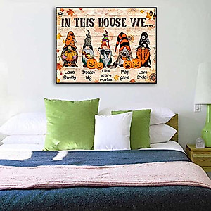 Halloween Pumpkin Diamond Painting Kits-Fall DIY Gnome Family Diamond Art Kits For Adults Kids Beginner, 5D Full Drill Diamond Dots Paintings With Diamonds Gem Art For Home Wall Decor 12x16inch