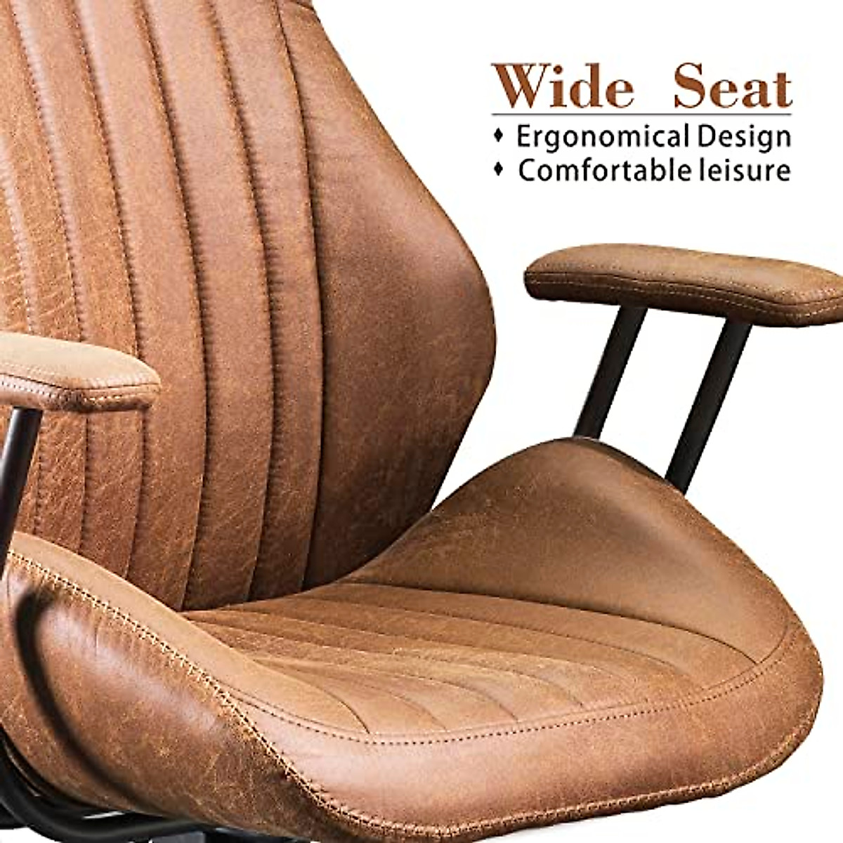 ovios Ergonomic Office Chair Home Office Desk Chair Modern Computer Chair High Back Lumbar Support Executive Height Adjustable Rolling Swivel Task Chair, Suede Fabric (Brown)