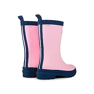 Hatley Unisex Kid's Solid Rain Boots, Pink & Navy, 11 Little Kid