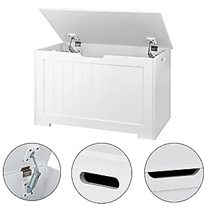 Epetlover Toy Chest for Girls Boys Wooden Storage Box with Flip-top Lid & Safety Hinge, Kids Room Play Room Nursery Organizer, Bedroom Bench with 100L Storing Area, White