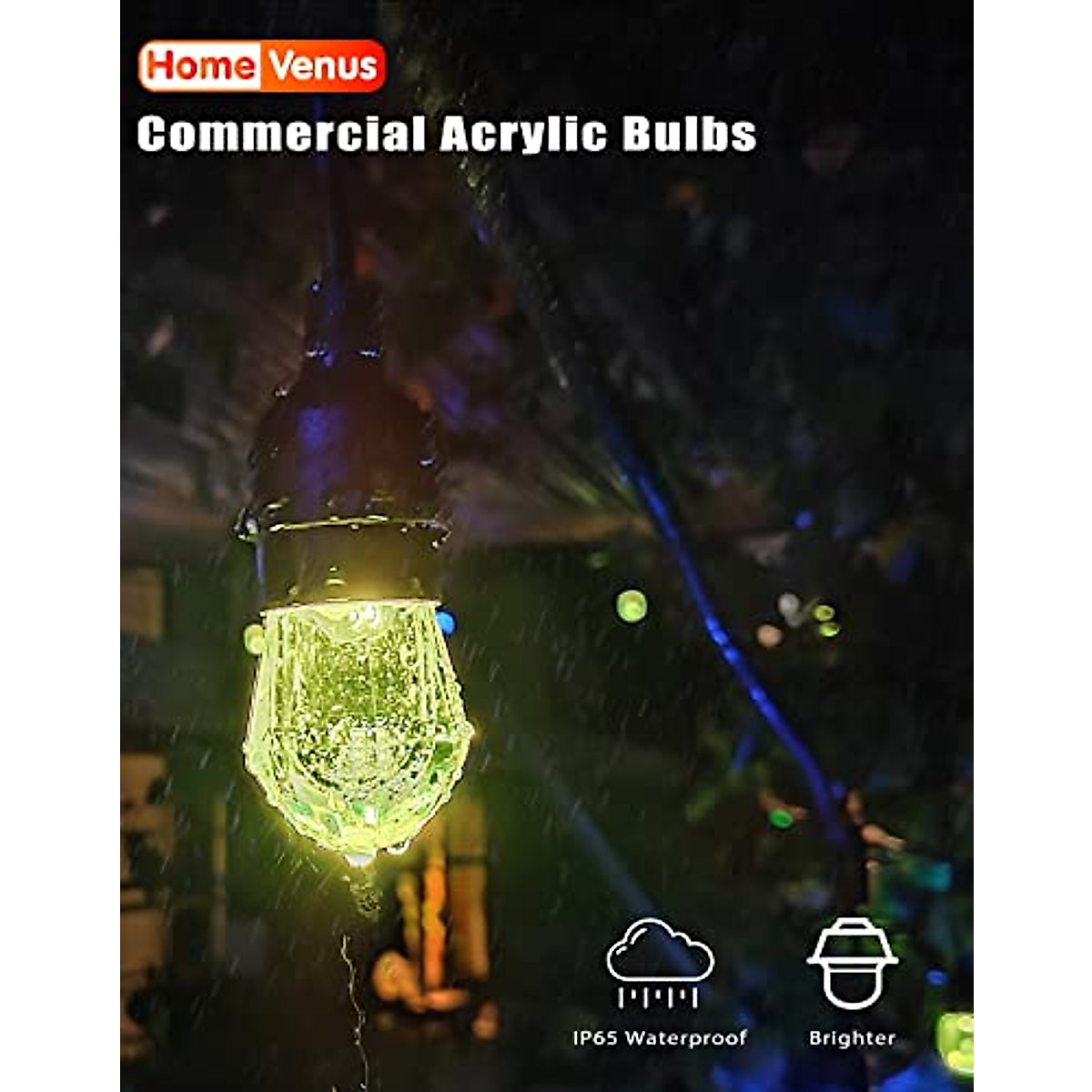 HVS Smart Outdoor String Lights LED 36Ft Color Changing RGBW Patio String Lights Infinite Connectable APP Control 2.4GHz WiFi Waterproof 18 Acrylic Work with Alexa Google for Party Outside Cafe