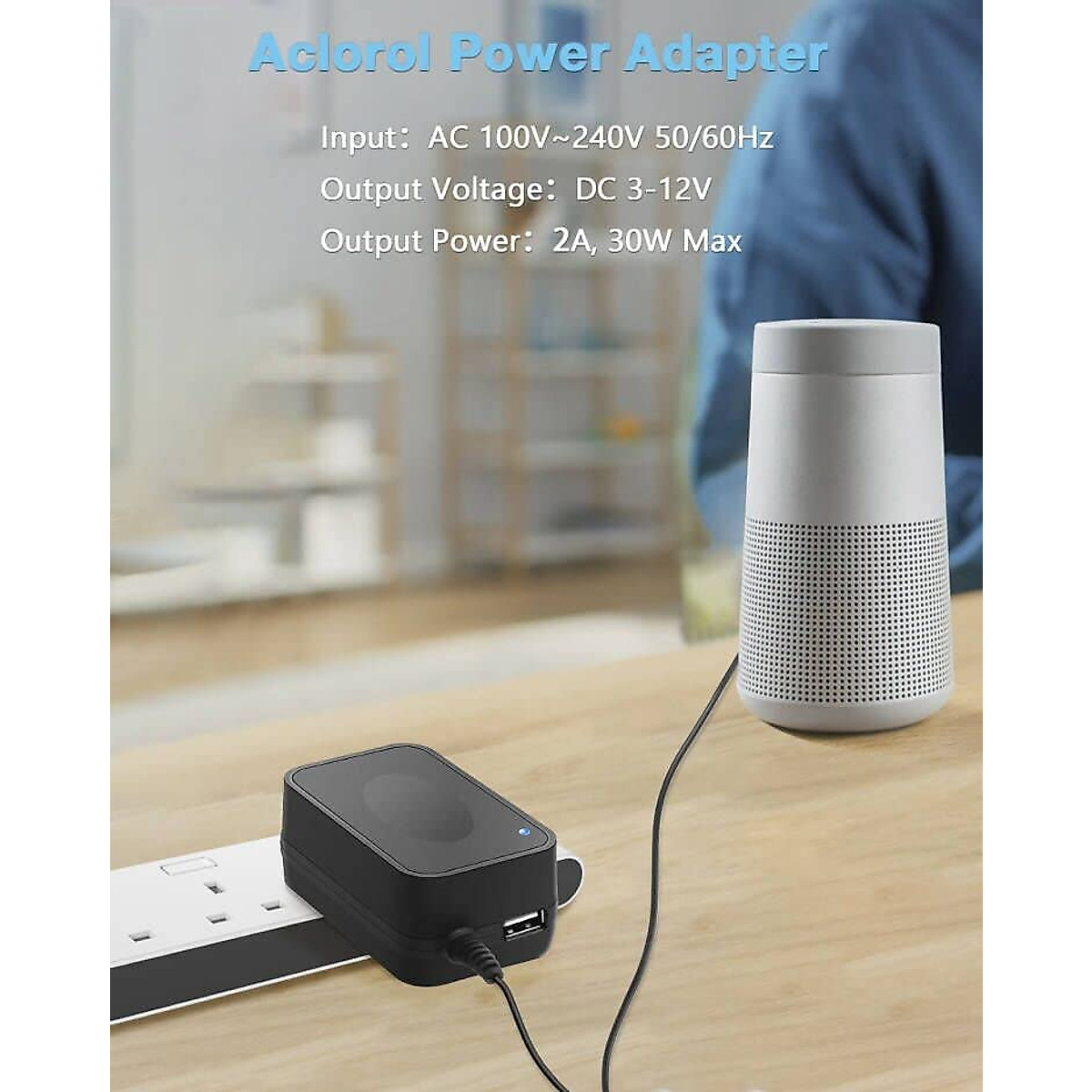 Aclorol Universal Power Adapter 30W 12V 9V 7.5V 6V 5V 4.5V 3V Adjustable Variable Power Supply AC/DC Adapter Converter Switching 100V-240V AC to DC 3V-12V with Polarity Converter & 14 Tips